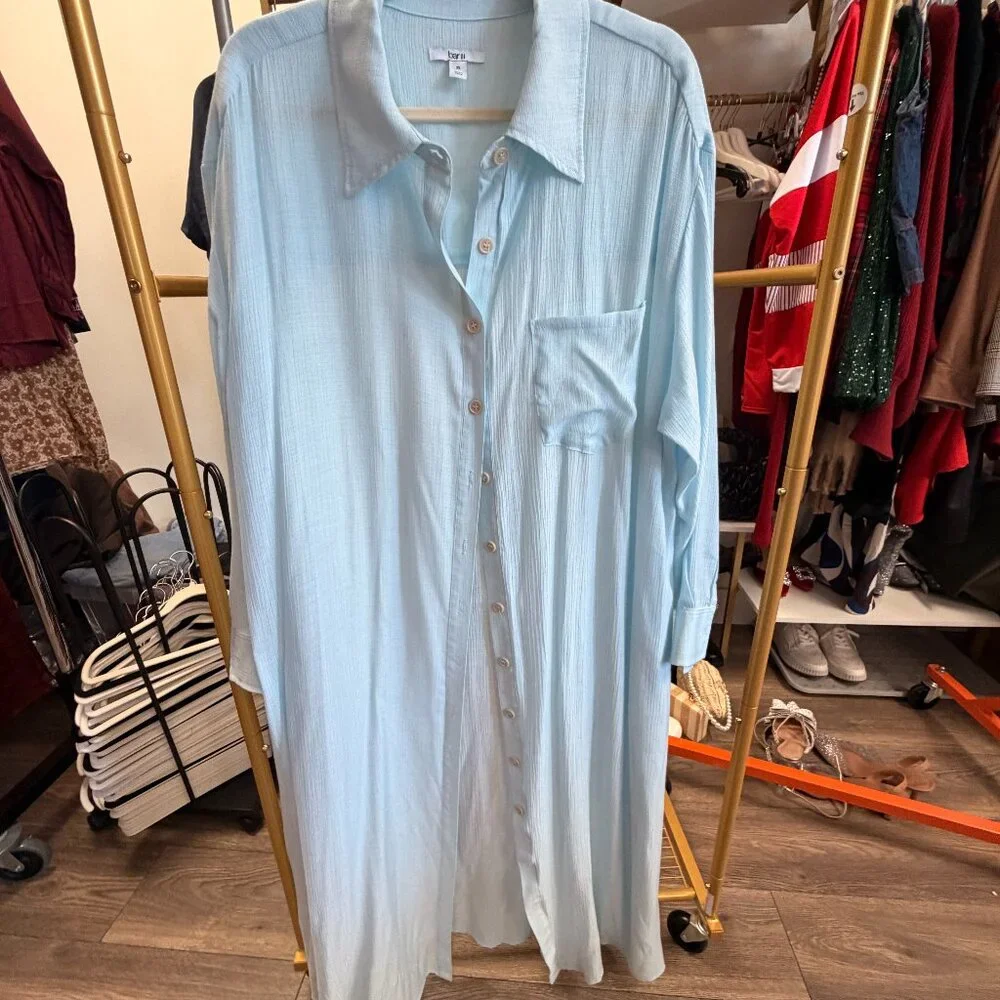 Bar III | Dresses | Bar Iii Light Blue Maxi Shirt Dress | Poshmark